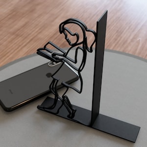 Avid Reader Bookend | Minimalist Bookends Art | One-line Design | Book ...