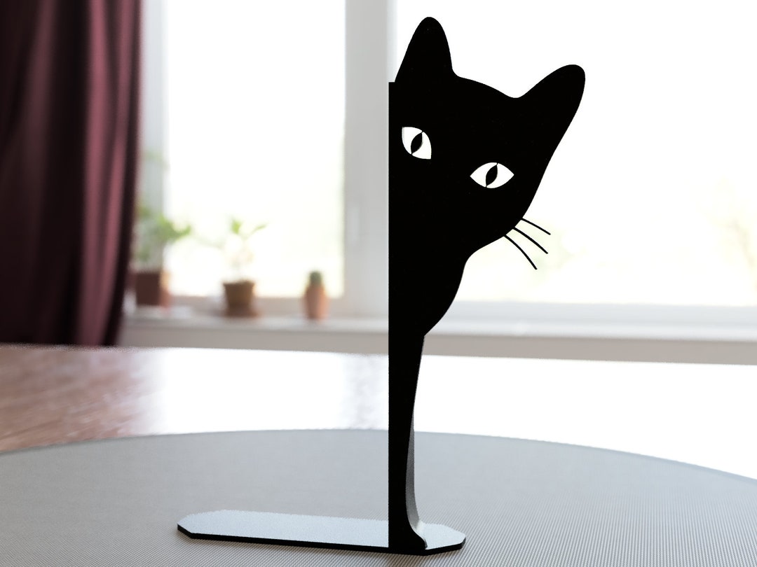 Peeking Cat Bookend Minimalist Bookends Unique Funny Cat Lover Gift ...