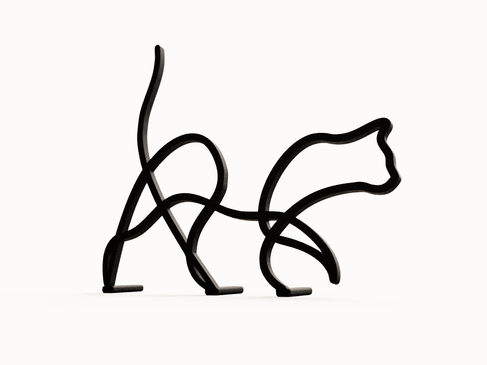 Black Cat Statue Minimalist Kitty Stand Gift for Cat Lover | Etsy