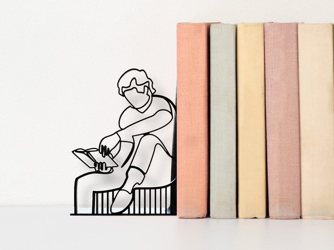Pondering Muse Bookend: One-line Art, Book Lover Gift, Minimalist 3D ...