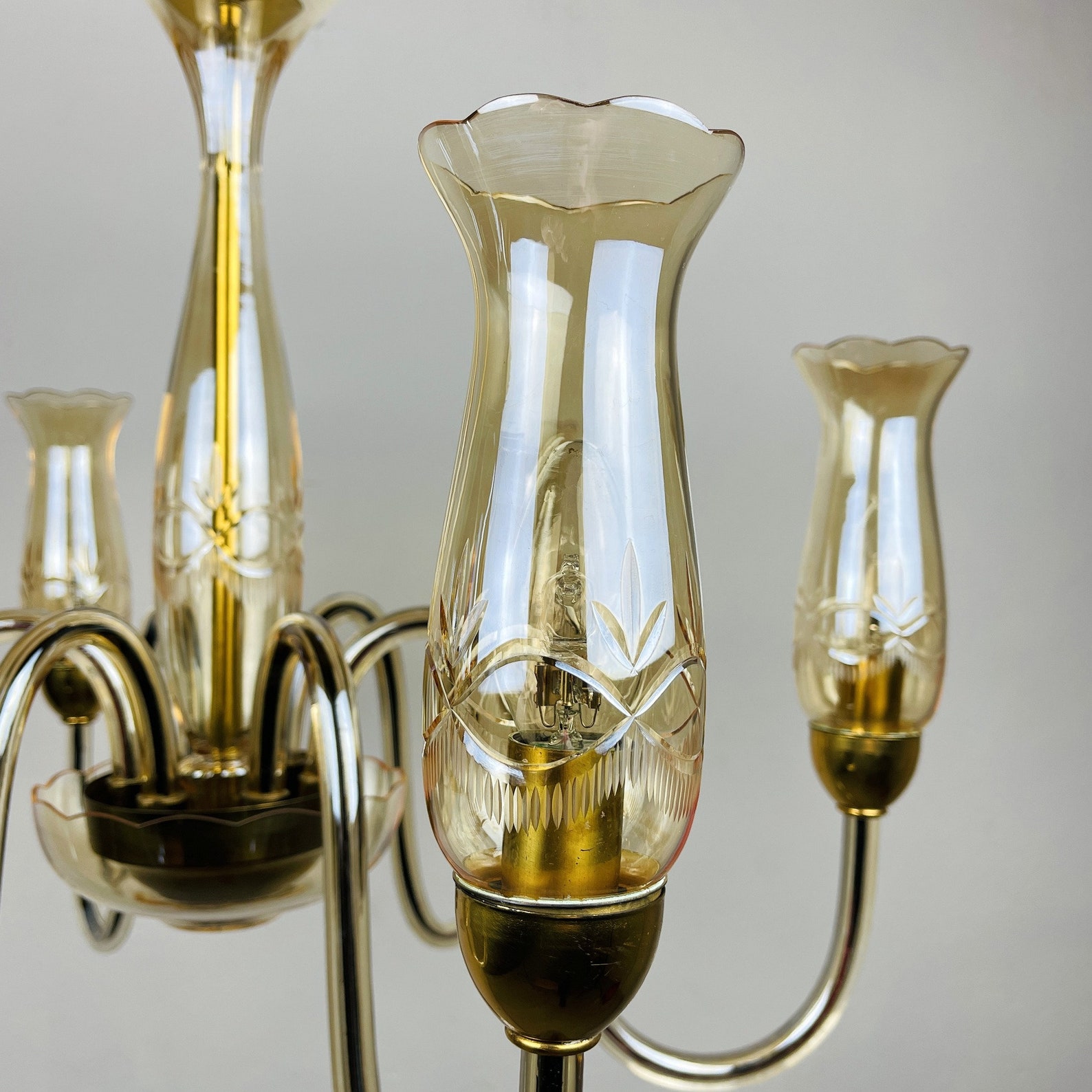 Vintage Amber Murano Chandelier De Majo Italy 1970s Mid-century Italian ...