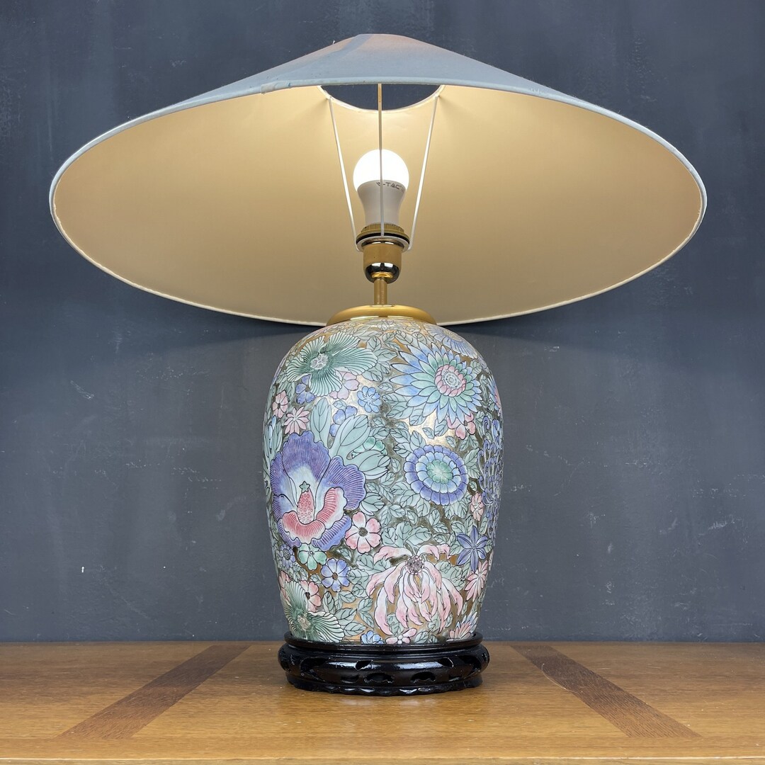 Vintage Ceramic Table Lamp Flower Italy 1970s - Etsy