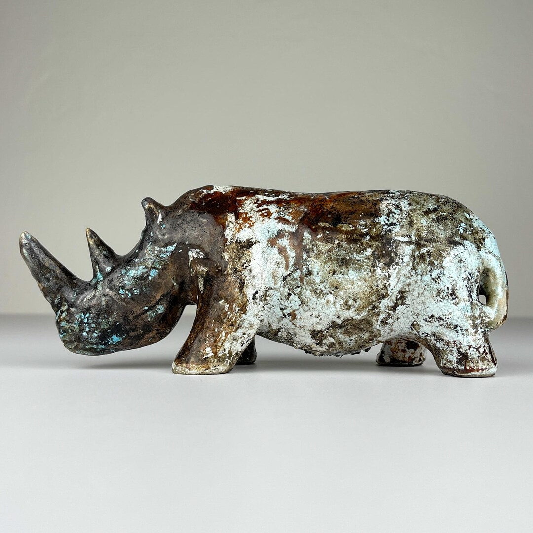 Ceramic Sculpture Rhinoceros, Italy 1970s, Vintage Home Decor - Etsy