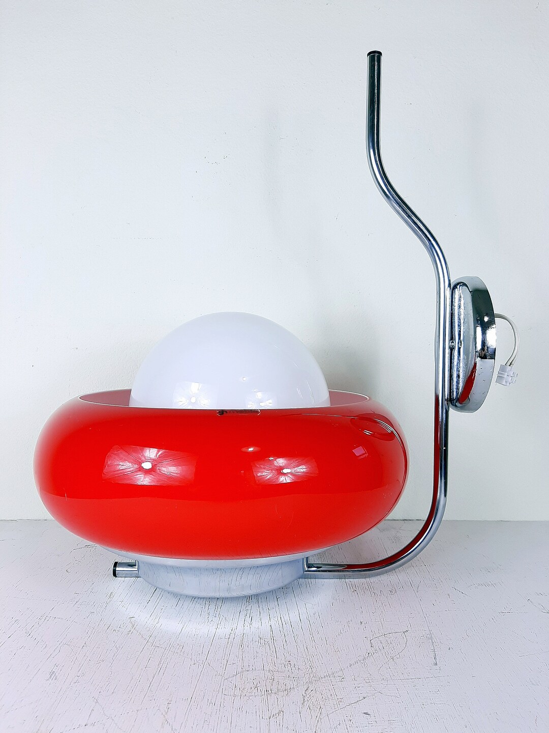 Mid-century Wall Lamp Meblo Guzzini 1980s Red Glass Plastic Lamp Retro ...