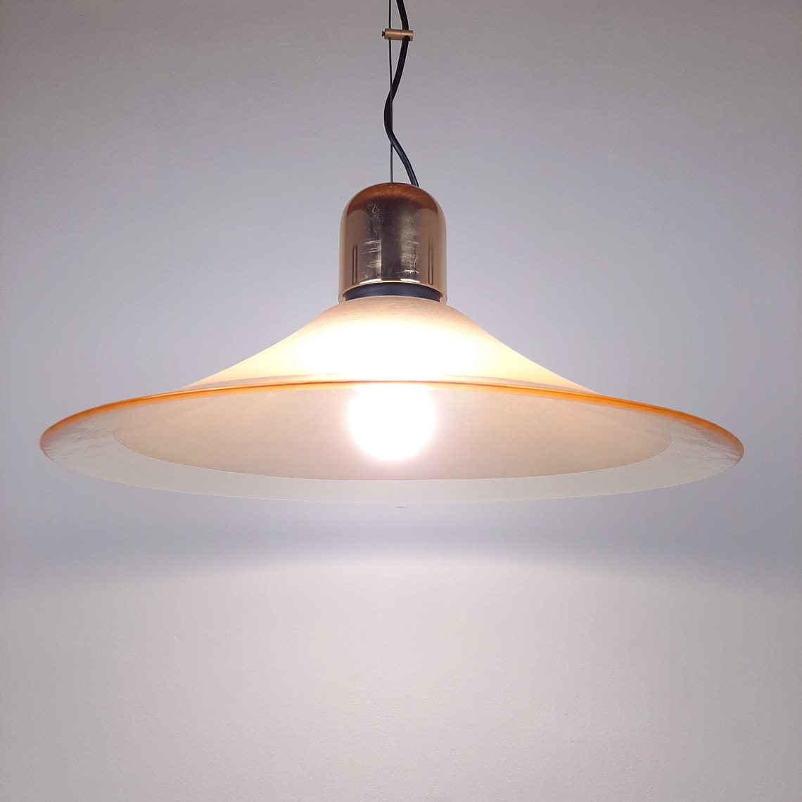 Retro Yellow Glass Pendant Lamp Italy 80s Mid-century Lighting - Etsy