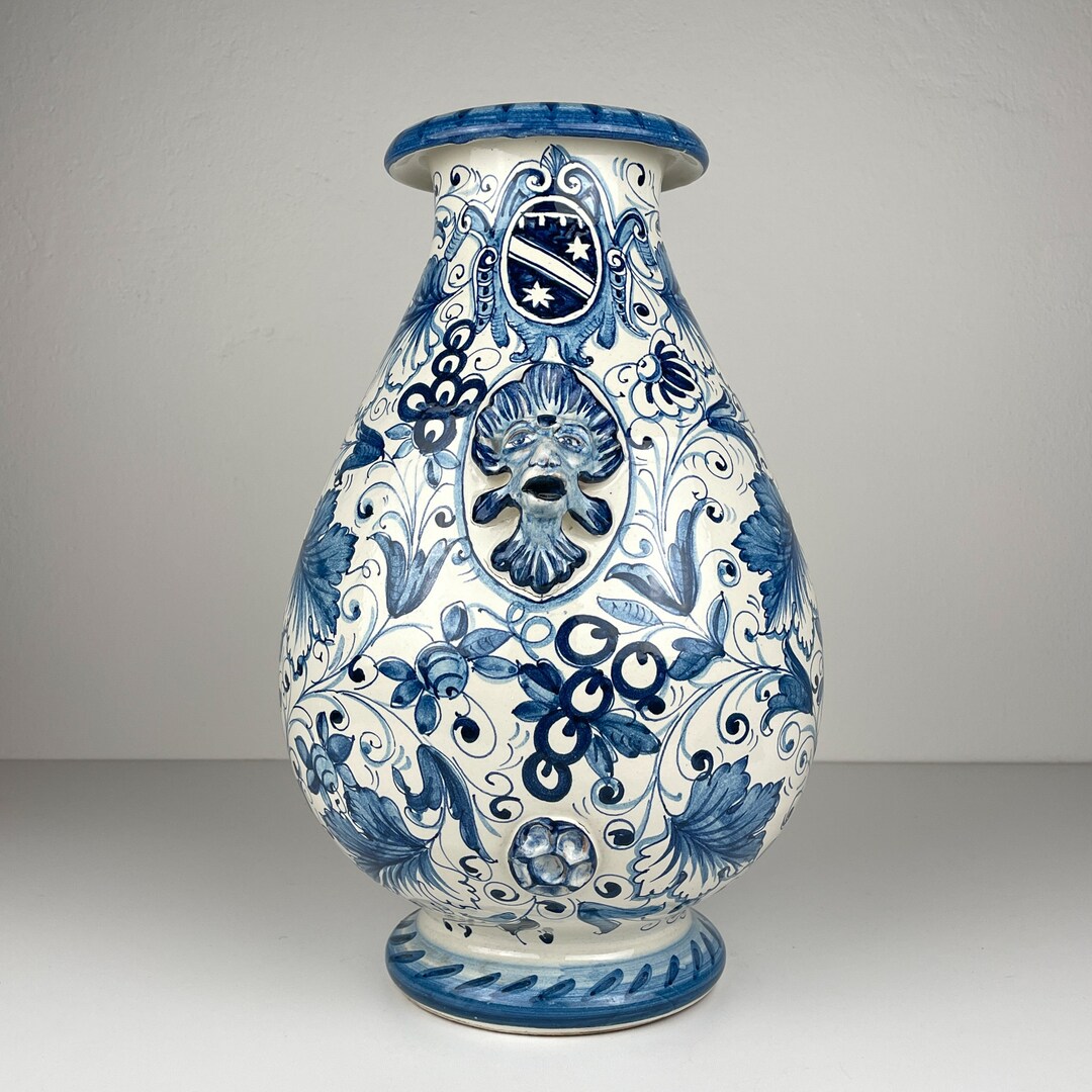 Large Blue Ceramic Vase by IMA From Montelupo Florentino, Italy 1980s ...