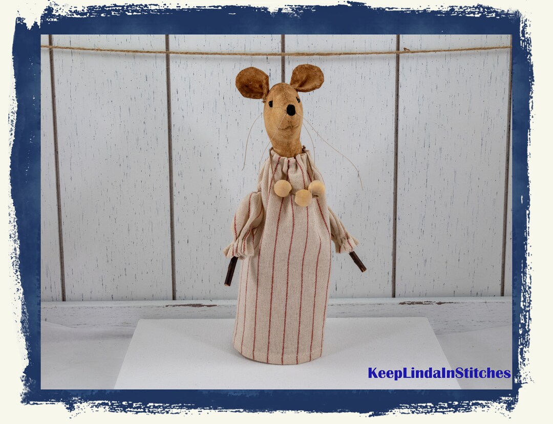 Primitive Lady Mouse in Dress | Primitive Home Decor | Prim Mouse Doll ...