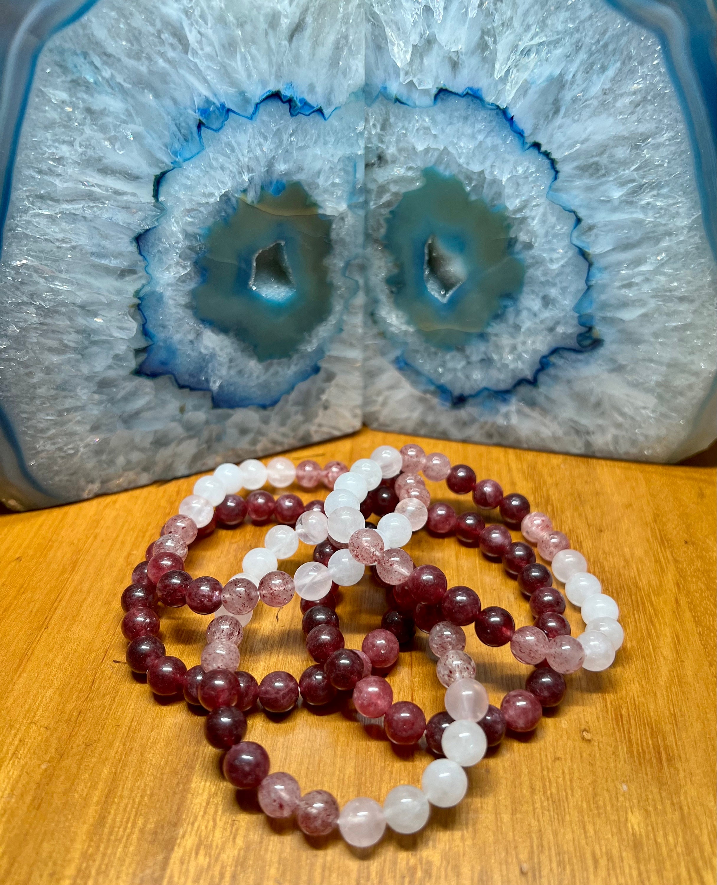 Muscovite Stone, Strawberry Quartz, Pink Tourmaline, White, Jade, Mala ...
