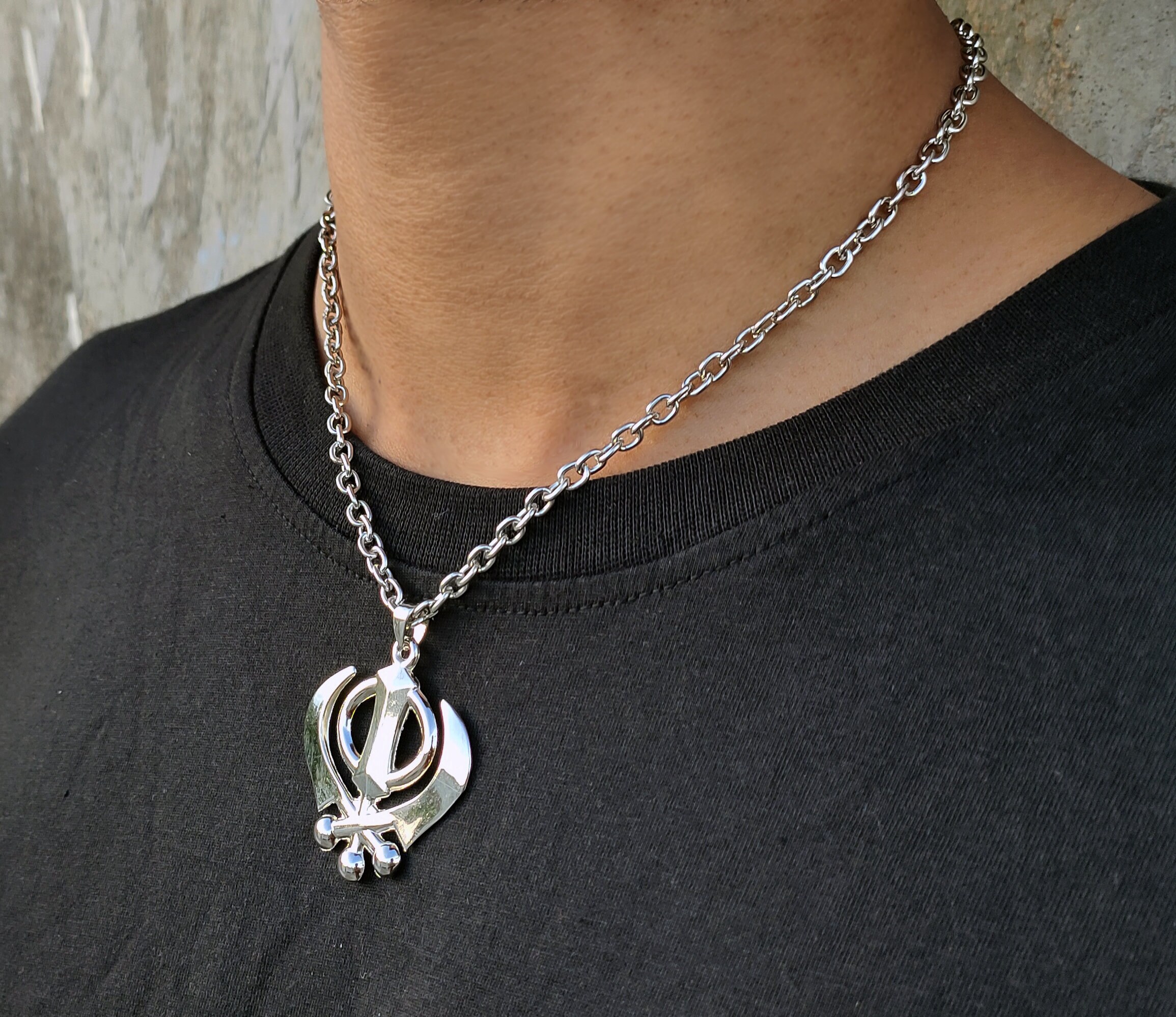 Devotional Sikh Khanda Pendant Chain Men's Metal Charm Pendant Gift for ...