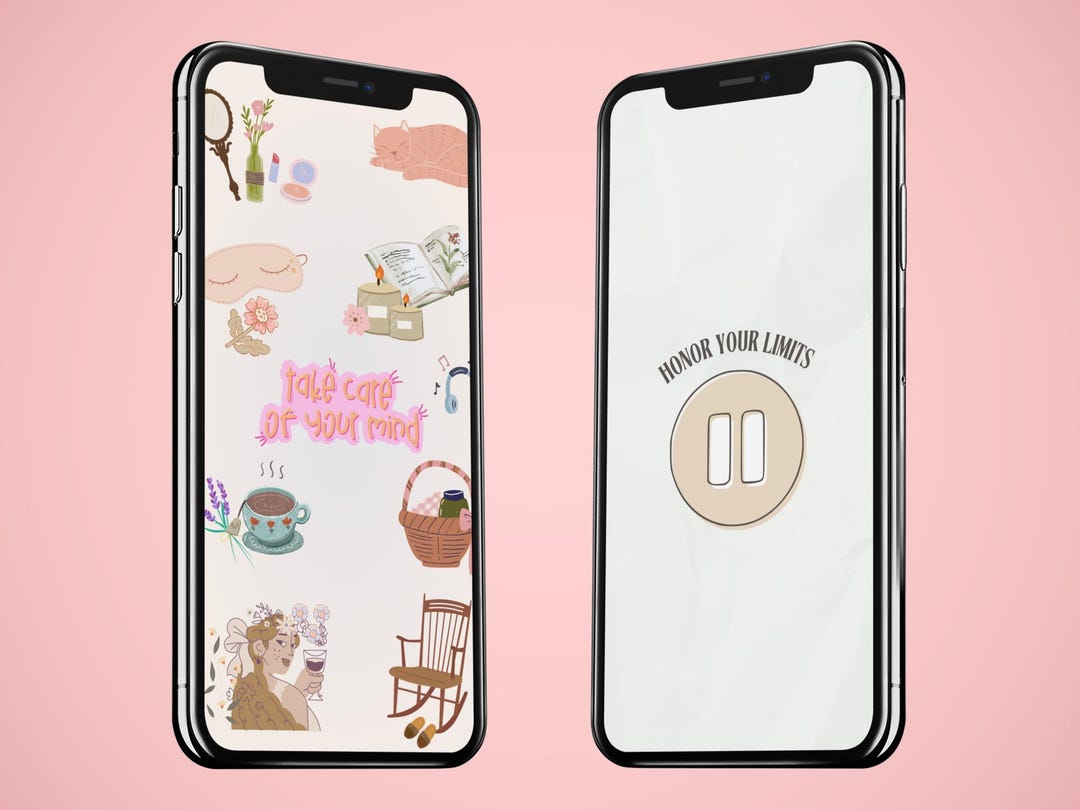 Self-care Phone Wallpaper Set | Aesthetic Mental Health Reminders for ...
