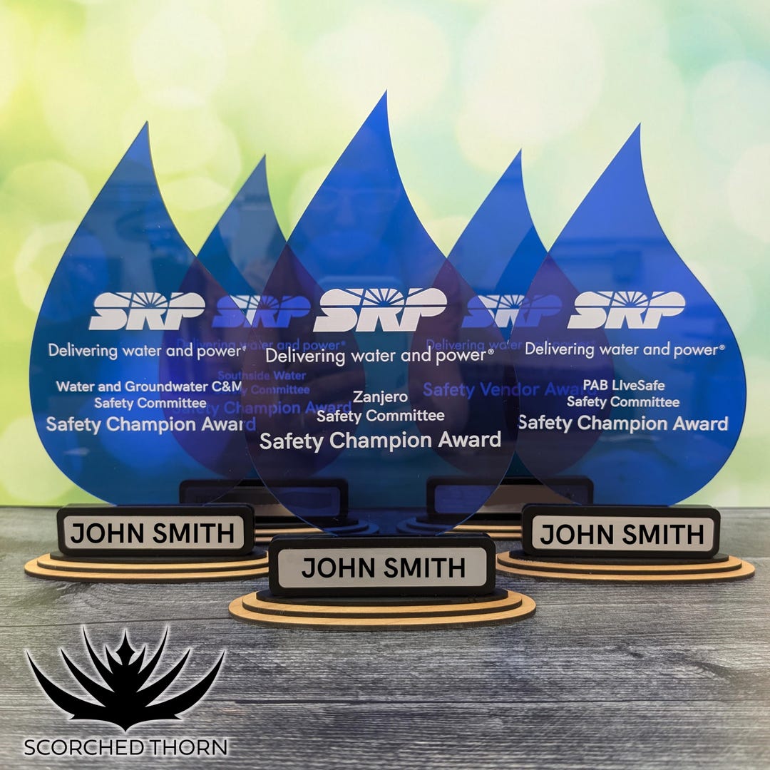 Custom Water Drop Award: Acrylic & Wood Trophy - Etsy