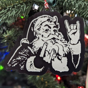 Rocker Santa Ornament, Hail Santa, Rocker Decor, Christmas Rock ...