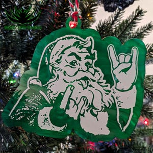 Rocker Santa Ornament, Hail Santa, Rocker Decor, Christmas Rock ...