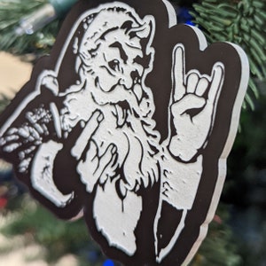 Rocker Santa Ornament, Hail Santa, Rocker Decor, Christmas Rock ...