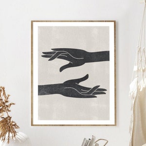 Abstract Hand Illustration, Printable Wall Art, Black and White Print ...