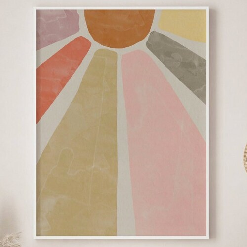 Sunburst Print Boho Sun Printable Wall Art Abstract Sun Rays | Etsy