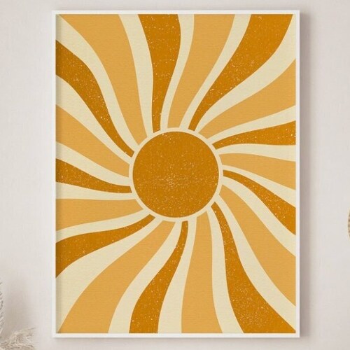 Digital Print Retro Sun Printable Wall Art Nursery Boho - Etsy