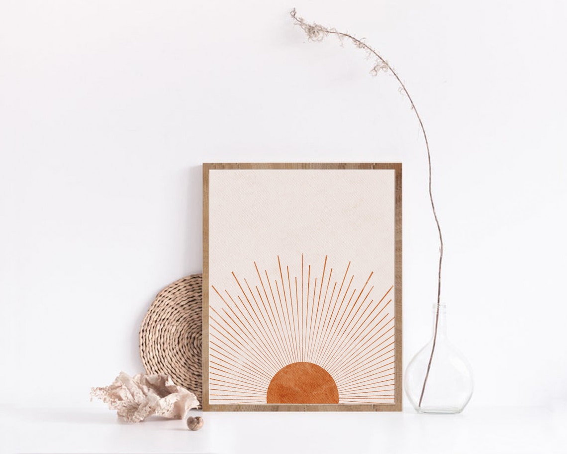 Sunburst Illustration Printable Wall Art Watercolor Sun - Etsy