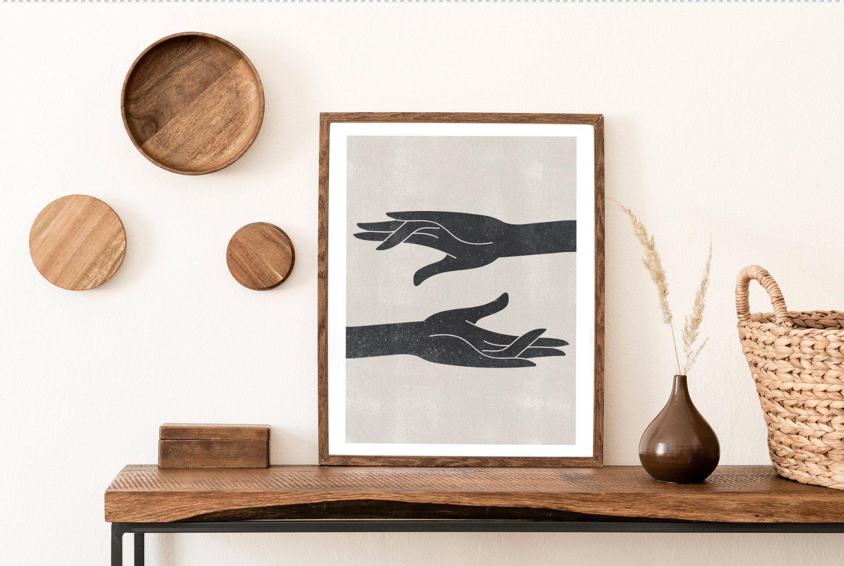 Abstract Hand Illustration Printable Wall Art Black and | Etsy