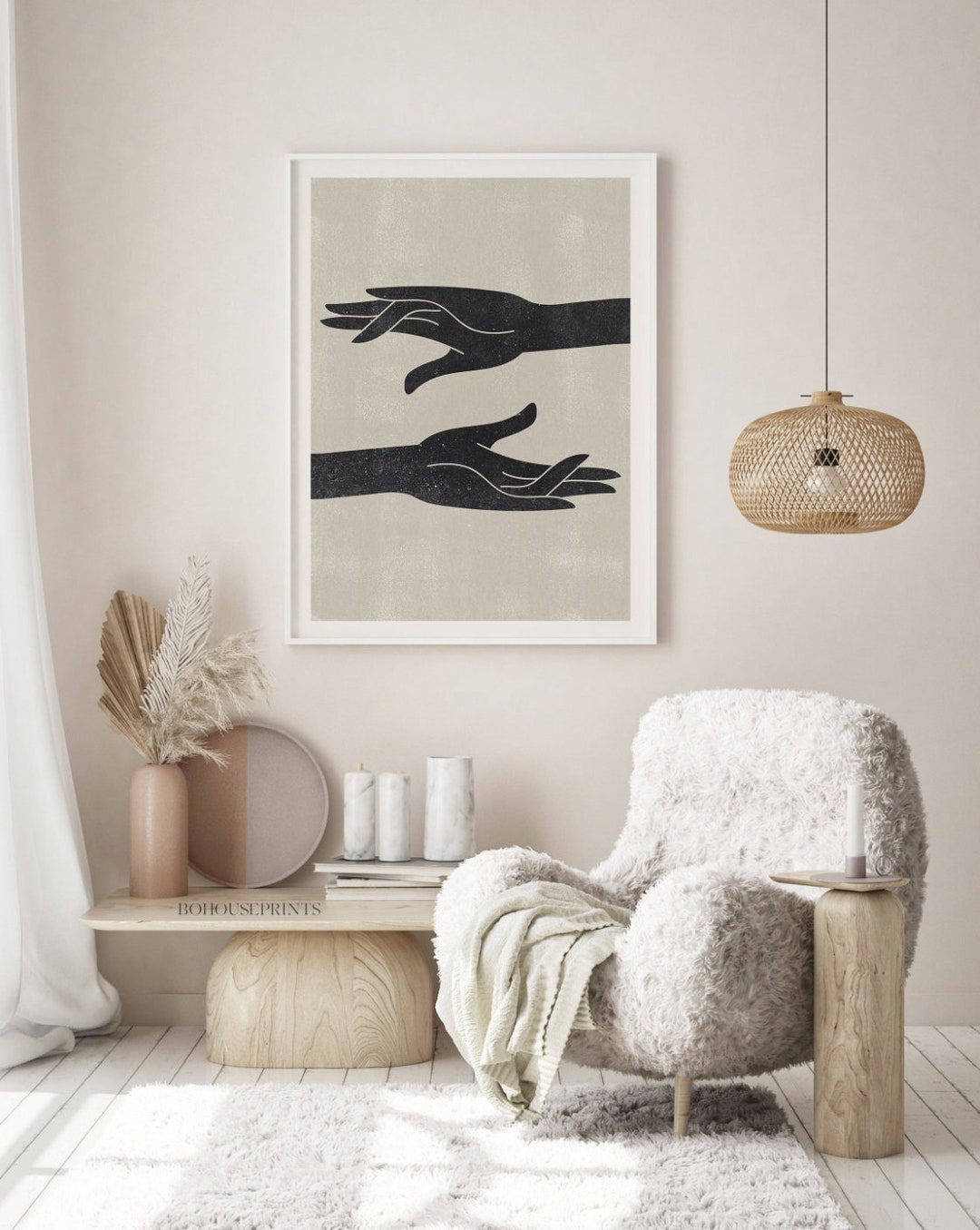 Abstract Hand Illustration Printable Wall Art Black and - Etsy
