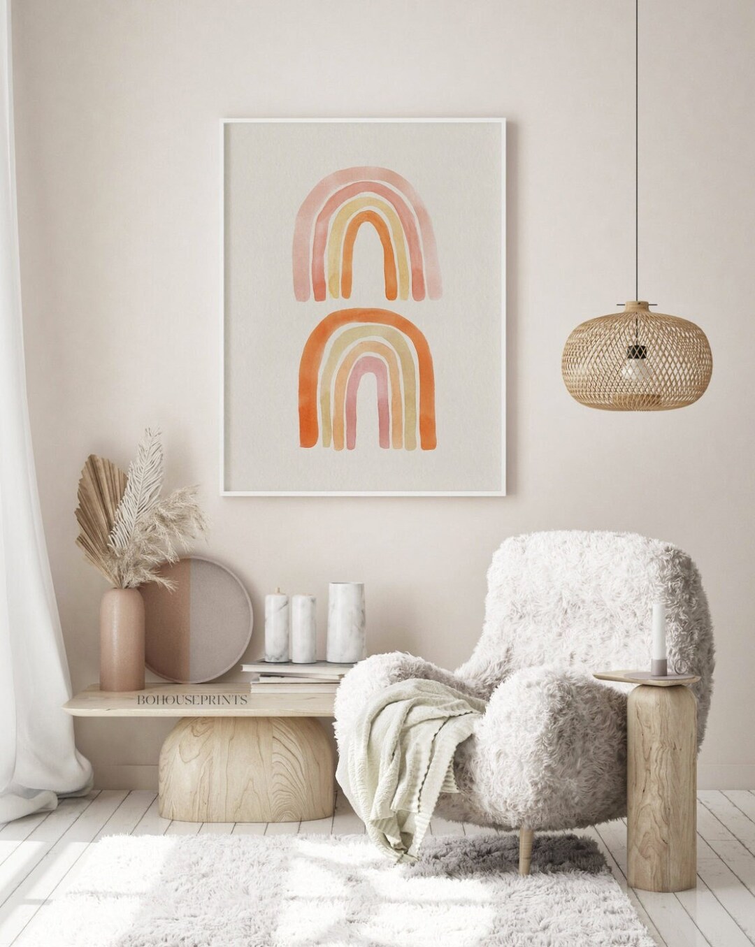 Boho Rainbow Poster Printable Wall Art Digital Print - Etsy