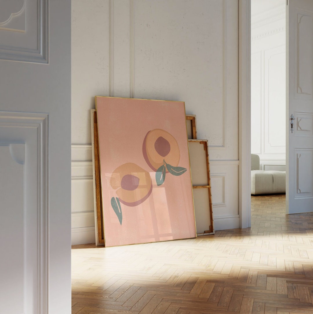 Boho Peaches Kitchen Wall Art, Printable Wall Art, Peach Print, Modern ...