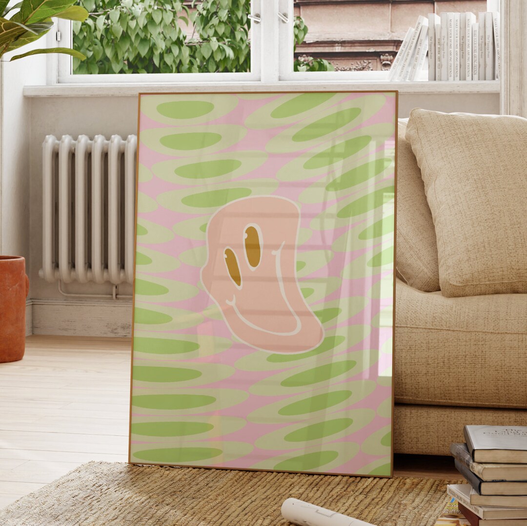 Retro Y2K Print, Pink Preppy Poster, Groovy, Checkered Retro Print ...