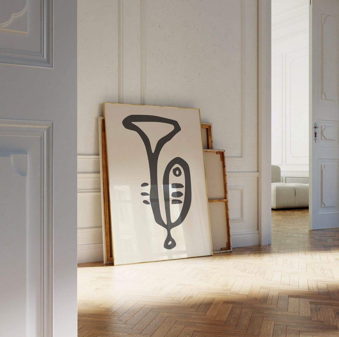 Neutral Jazz Music Poster, Printable Wall Art, Abstract Art, Retro ...