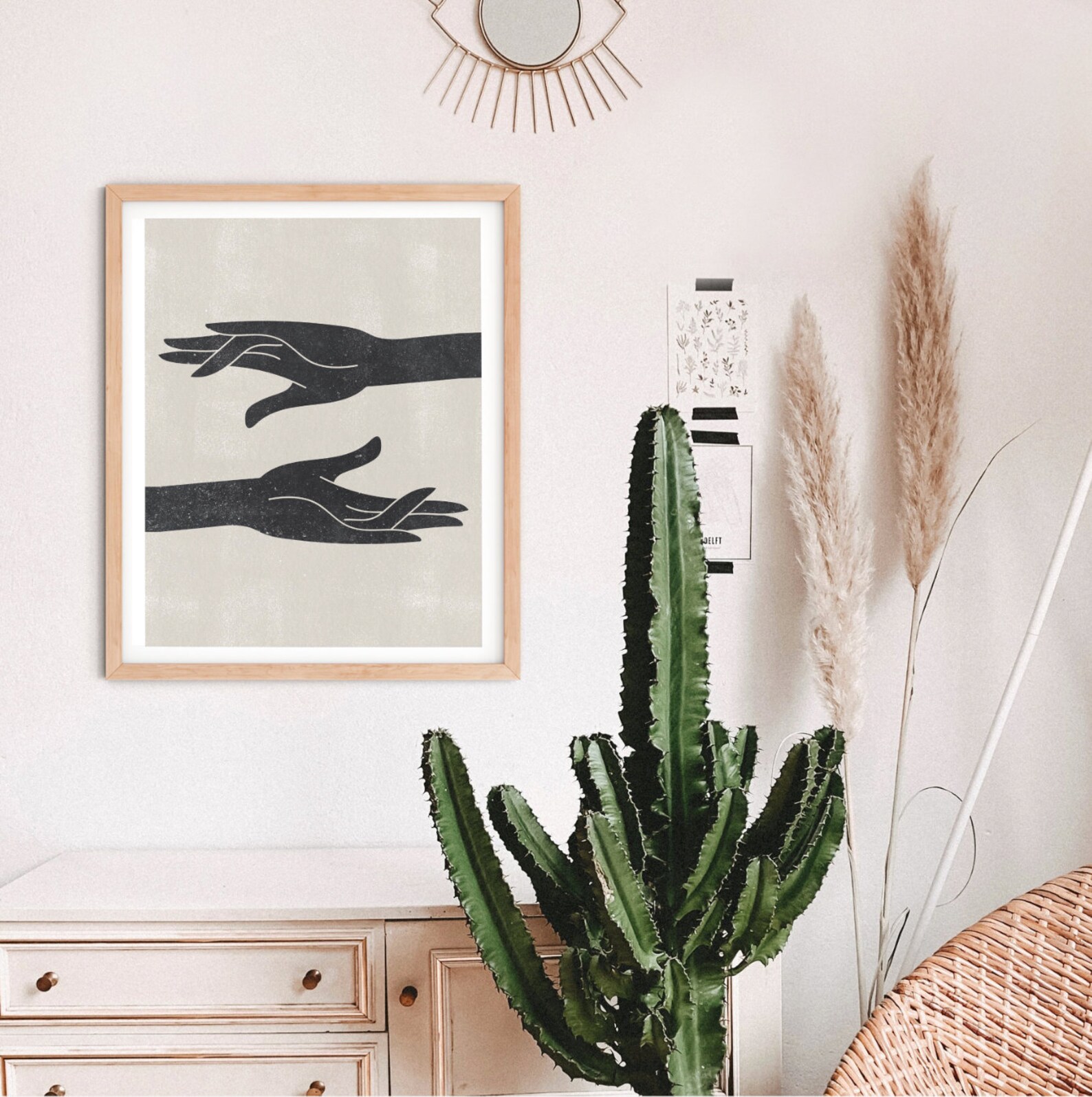 Abstract Hand Illustration Printable Wall Art Black and - Etsy