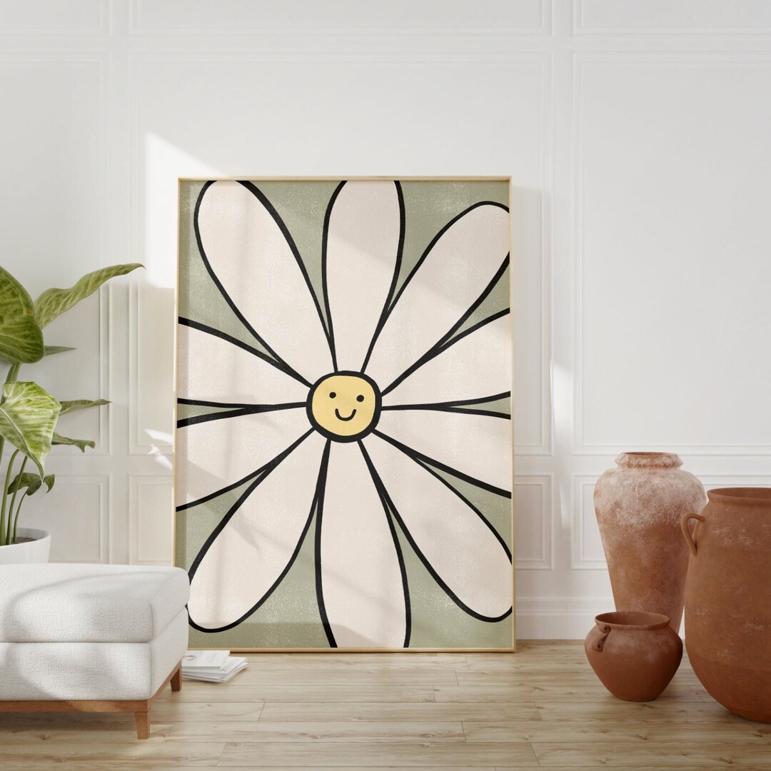 Retro Daisy Poster High Quality Giclee Print Floral - Etsy
