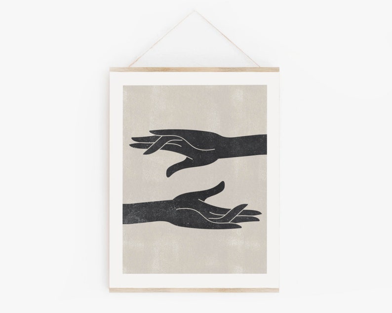 Abstract Hand Illustration Printable Wall Art Black and - Etsy