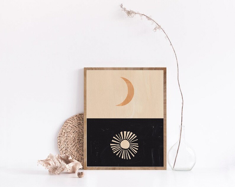 Sun and Moon Phases Print Printable Wall Art Black Celestial - Etsy