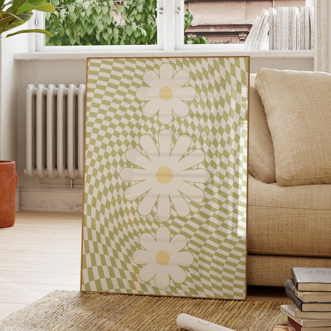 Groovy Daisy Poster, 70s Retro Print, Vintage Wall Art, Printable Wall ...