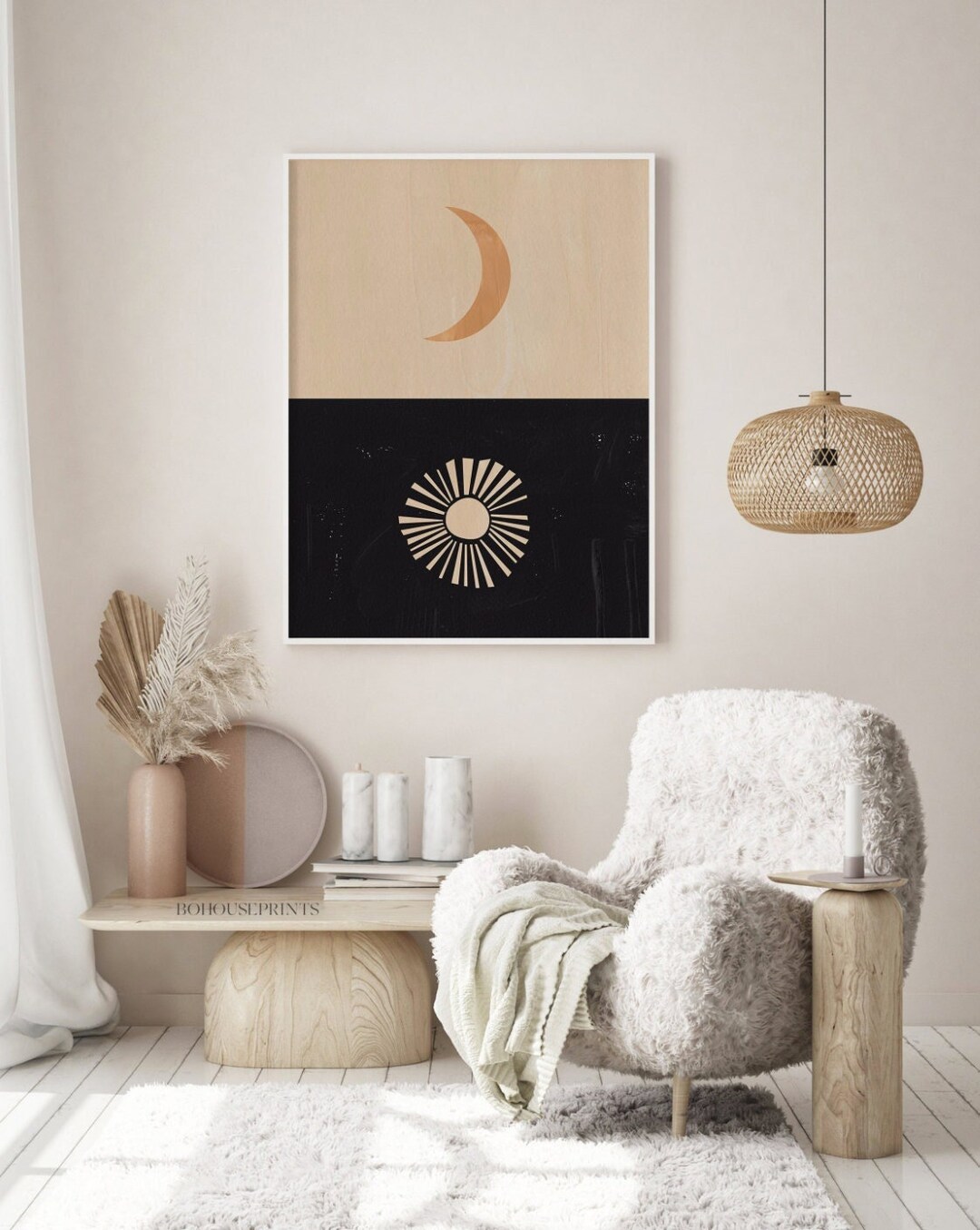 Sun and Moon Phases Print Printable Wall Art Black Celestial - Etsy