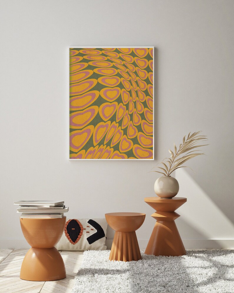 Wall Hangings Wall Décor Home Décor Groovy Print Retro Heart Poster ...