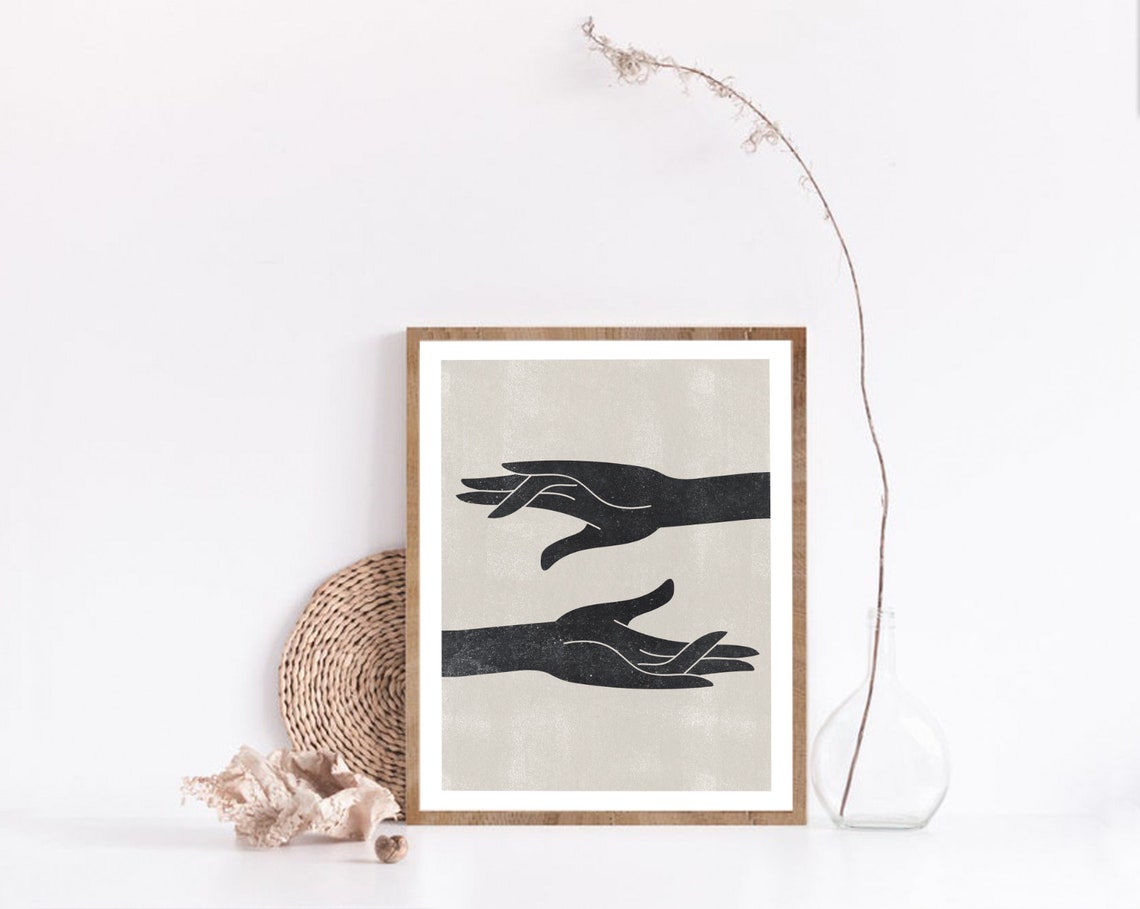 Abstract Hand Illustration Printable Wall Art Black and | Etsy