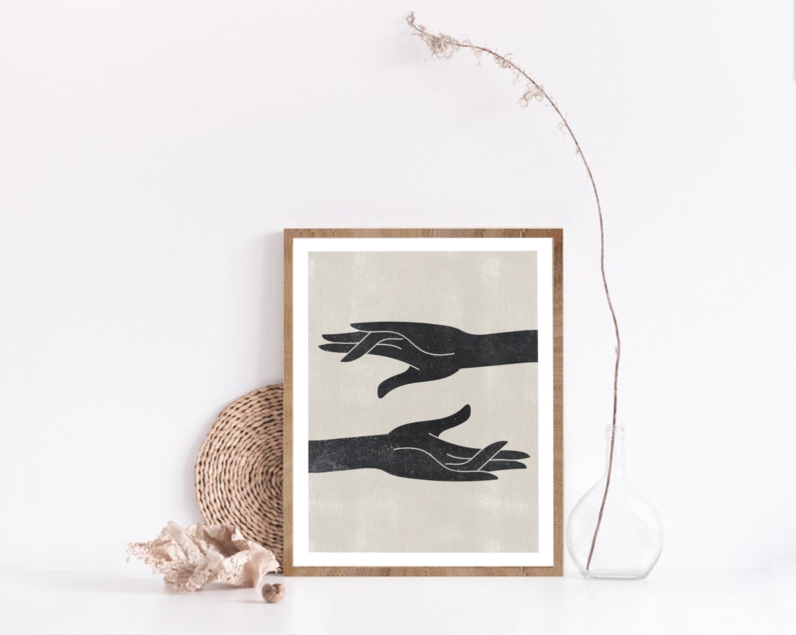 Abstract Hand Illustration Printable Wall Art Black and | Etsy