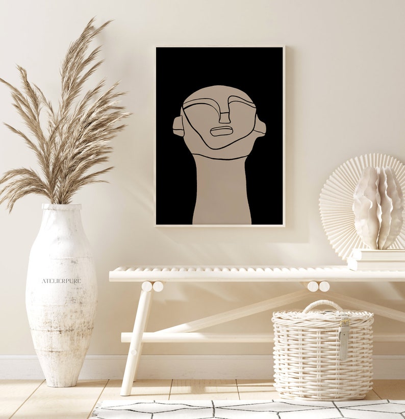 Abstract Face Drawing Printable Wall Art Minimal Art Print - Etsy