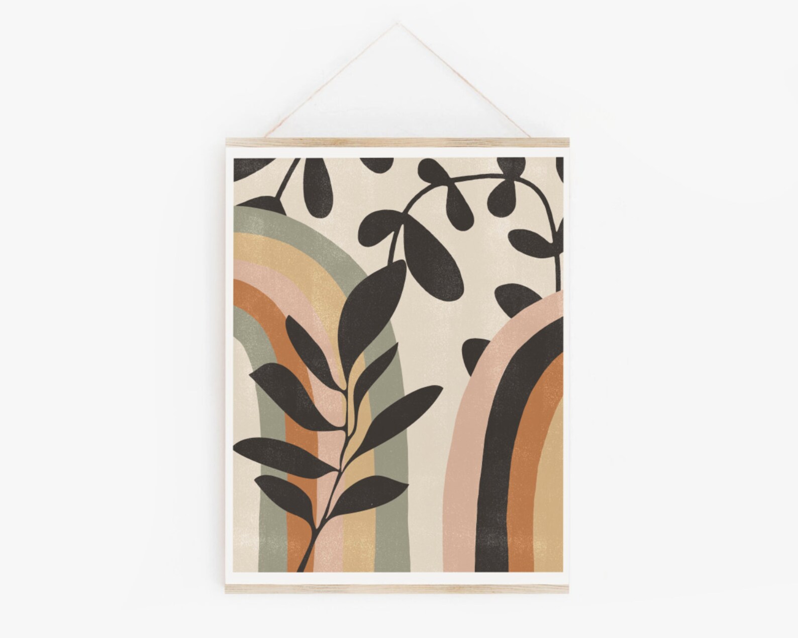 Rainbow Illustration, Printable Wall Art, Mid Century Print, Botanical ...