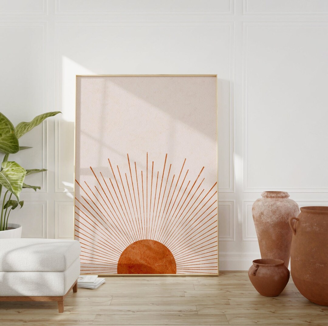 Retro Sunburst Poster, High Quality Giclee Poster, Abstract Sun Wall ...