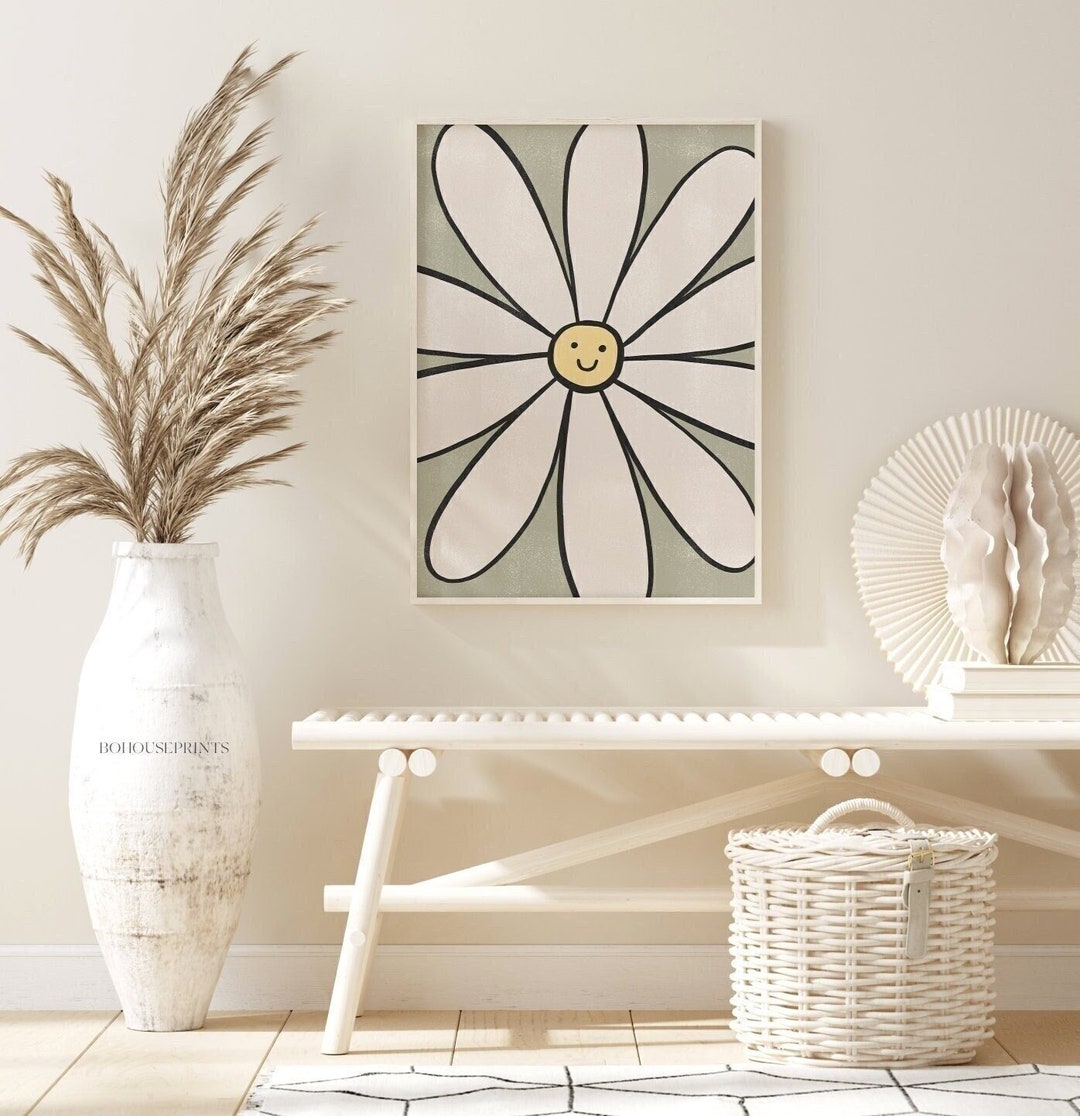 Retro Daisy Poster High Quality Giclee Print Floral - Etsy