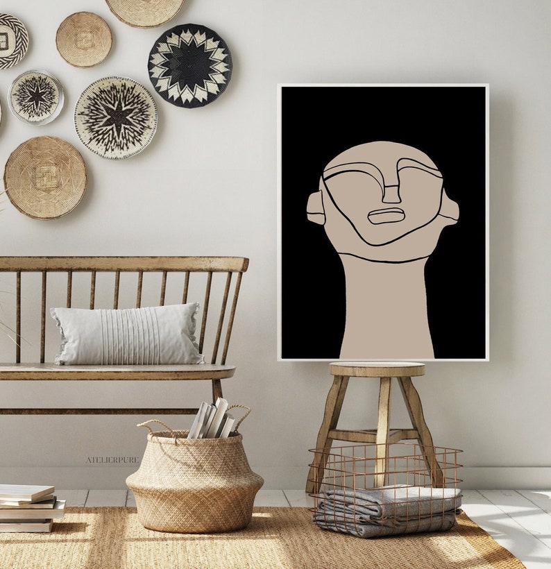 Abstract Face Drawing Printable Wall Art Minimal Art Print - Etsy
