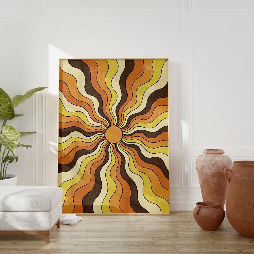 Retro Sunburst Poster High Quality Giclee Poster Groovy Fine Art