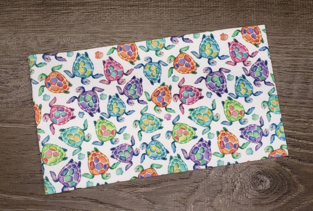 Colorful Sea Turtles Bullet Fabric Strip | Bow Making | Scrunchie ...