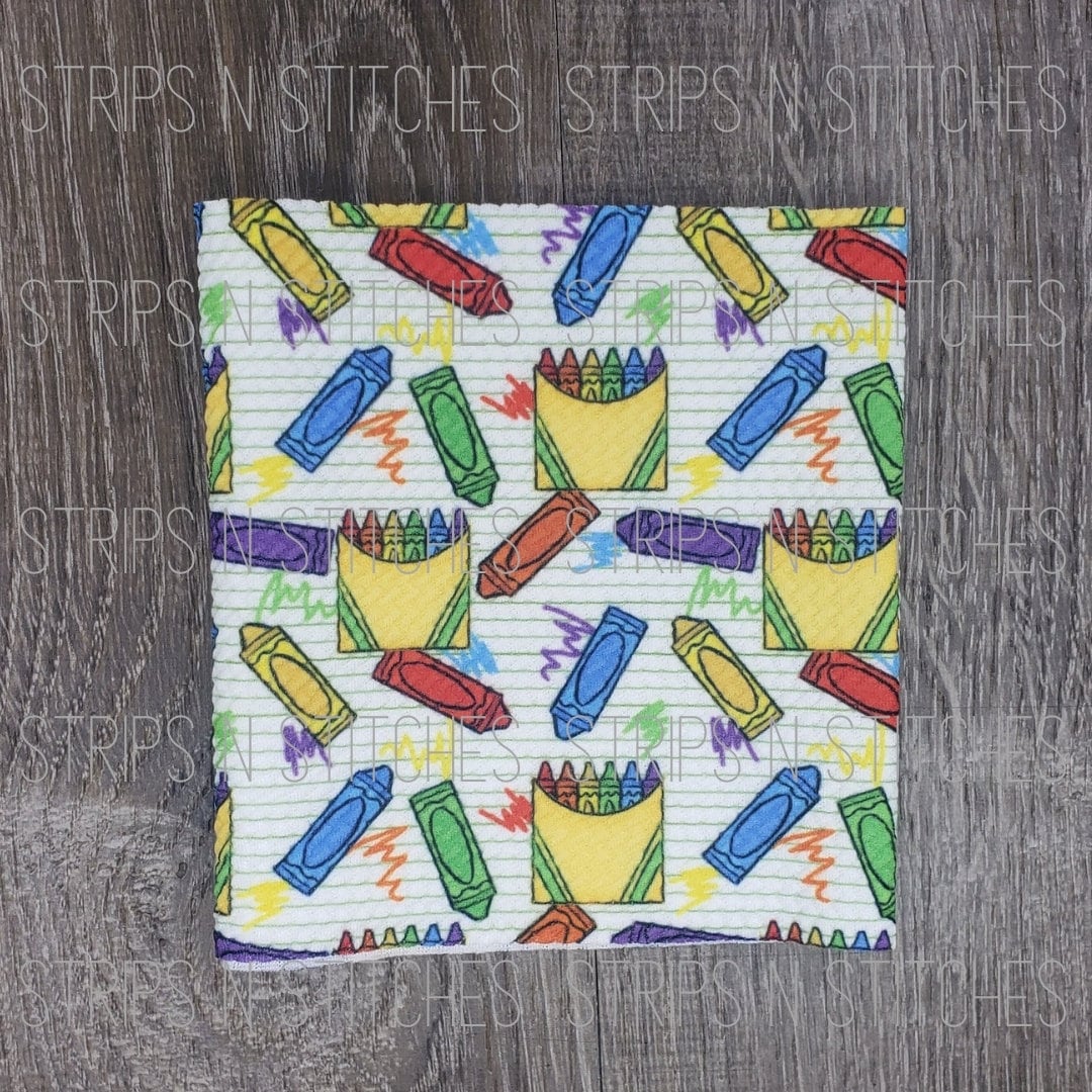Back to School Crayons Bullet Fabric Strip | Bow Making | Scrunchie ...