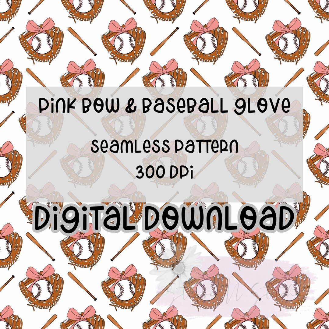 Pink Bows & Baseball Glove | Print Your Own Fabric | Plaid | Seamless ...