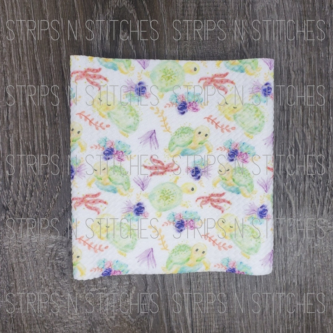 Watercolor Sea Turtles Bullet Fabric Strip | Bow Making | Scrunchie ...