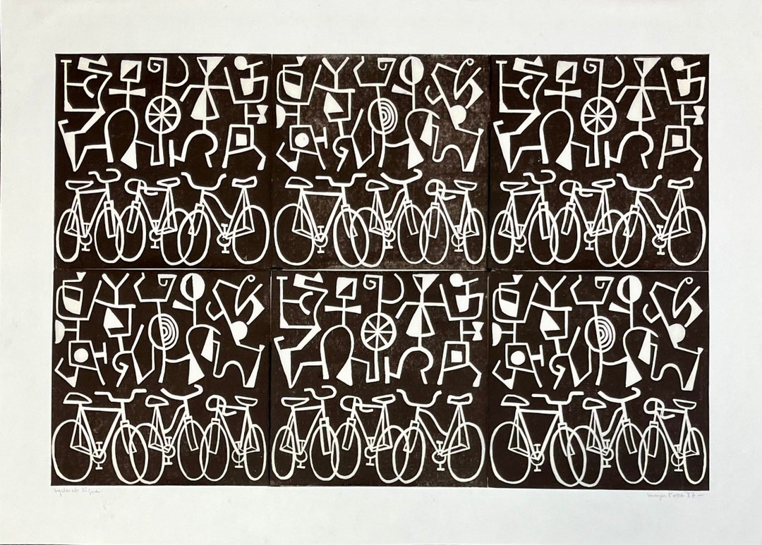 MAYEU PASSA - Cycles Et Signes - Original Linocut in 6 Panels - Signed ...