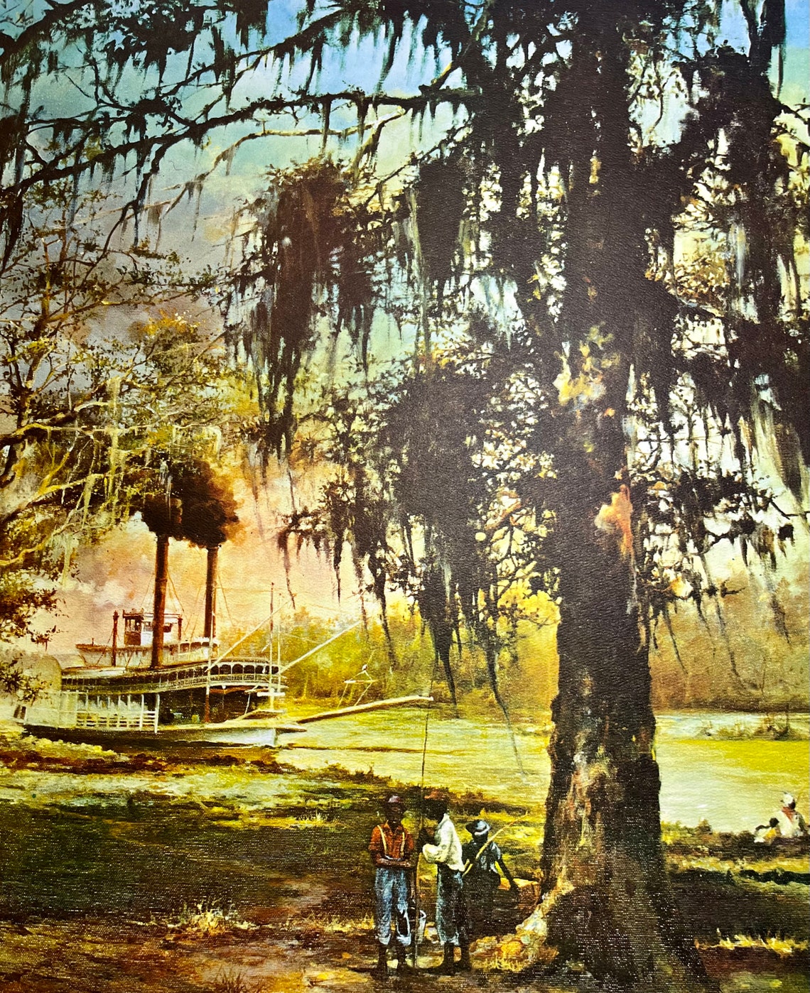 ROBERT M RUCKER Offset Lithograph Bayou River Boat, Signed - Etsy