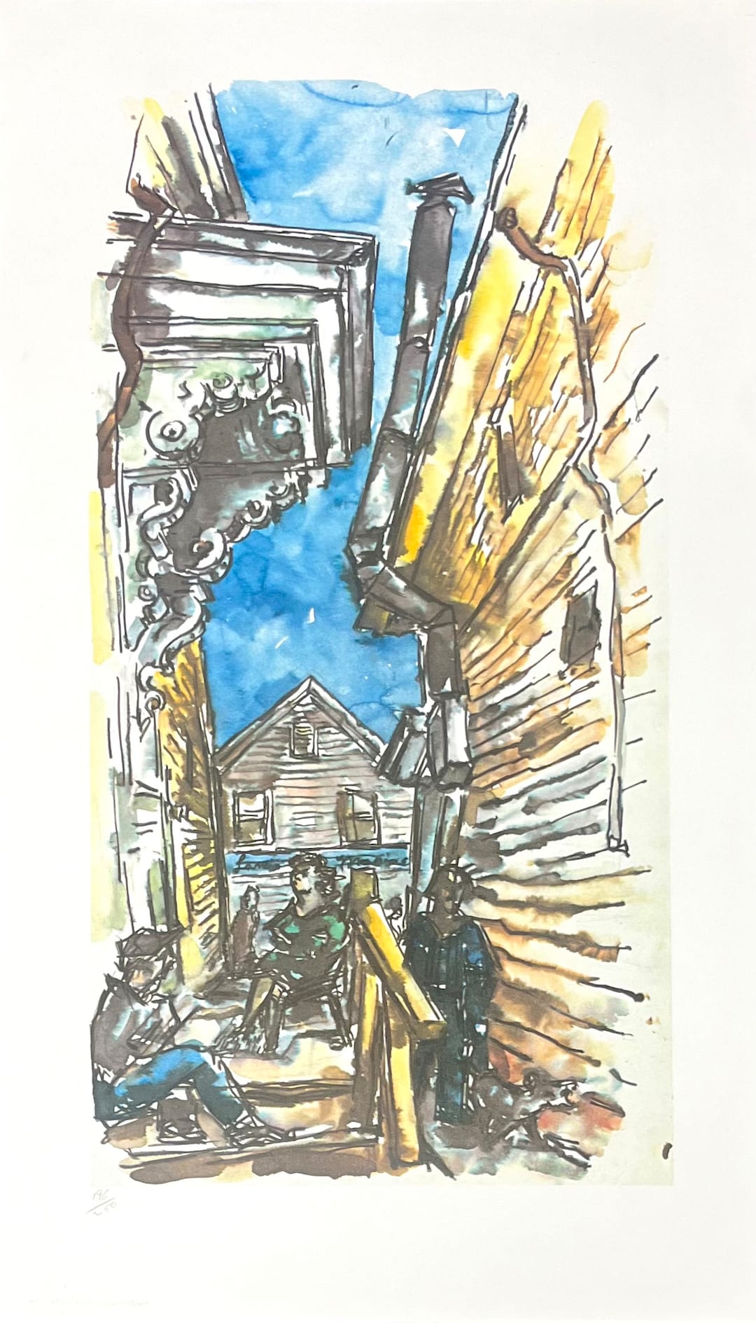 Chaim GROSS " New England Street Scene " Lithograph - Hand Signed ...